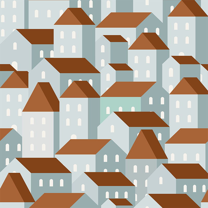 Vinilo Para Mueble Ilustración De Un Pueblo Tenvinilo
