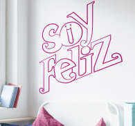 Vinilos decorativos lettering feliz - TenVinilo