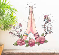 Namaste drawing floral wall decal - TenStickers