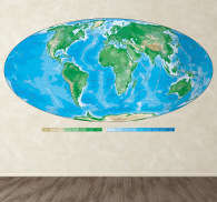 Oval World Map Sticker - TenStickers