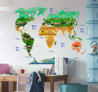 Dinosaur world map sticker - TenStickers