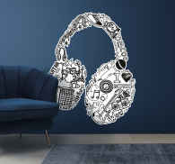 Music Elements Headphones Wall Sticker - TenStickers
