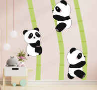 Sticker Animal Sauvage Escalade de pandas - TenStickers