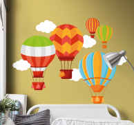 Farebné balóny lietajúce na oblohe ilustračné nástenné umenie - Tenstickers
