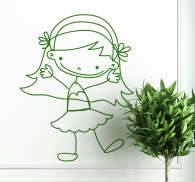 Girl Waving Sticker - TenStickers