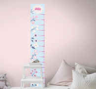 Naam kind meetlat sticker bloemen - TenStickers