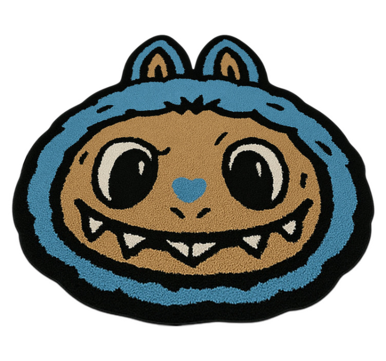 Alfombra vinílica infantil diseño de labubu azul
