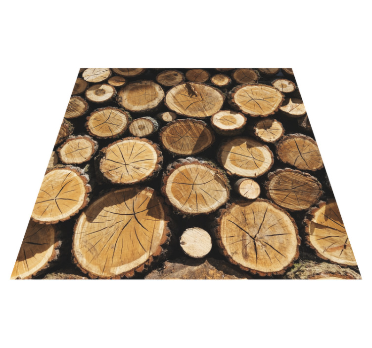 Log Slice Pattern wood effect vinyl rug