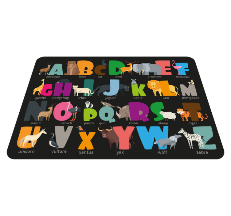 Alphabetical Fauna alphabet vinyl rug