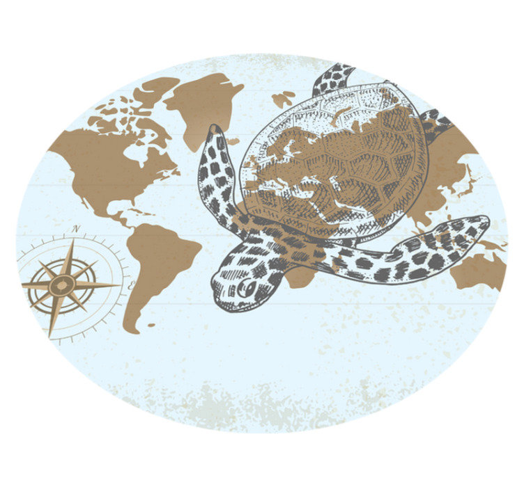 Turtle Compass Map world map vinyl rug