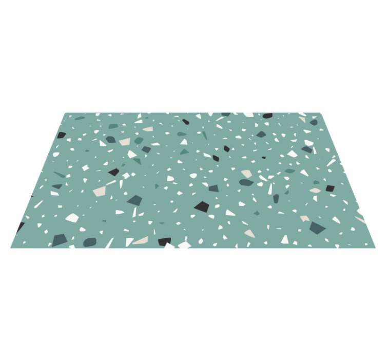 Green terrazzo style stone effect rug