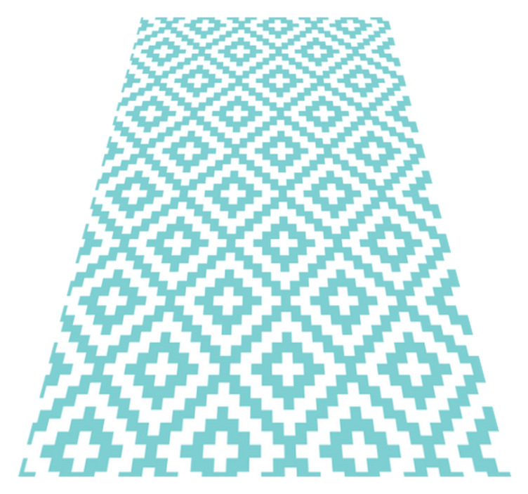 Vinyl Teppich geometrisch türkisfarbenes muster