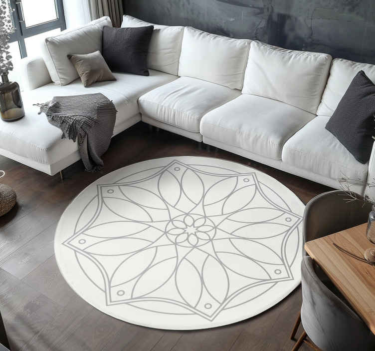 Mandala design living room vinyl rug