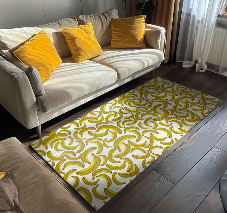 Banana design yellow vinyl rug
