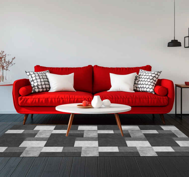 Modern squares design black rug