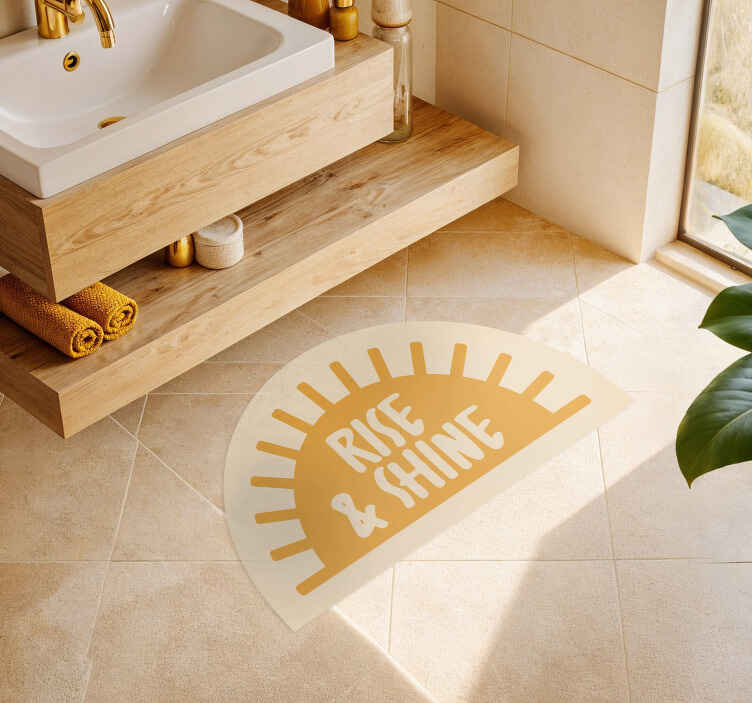 "Rise and shine" text bathroom mat