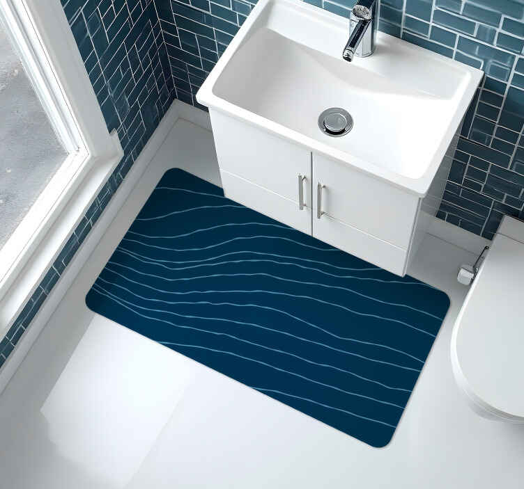Wavy line patterns bathroom vinyl rug