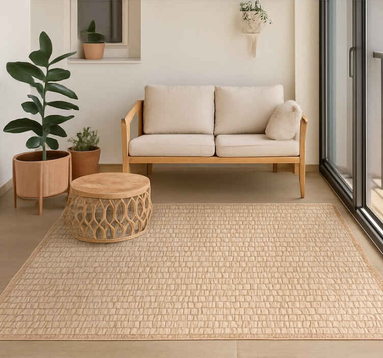 Woven rattan texture outdoor vinyl rug