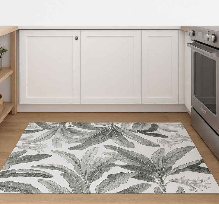 Vinil pod u kuhinji s elegantnim sivim dlanovima