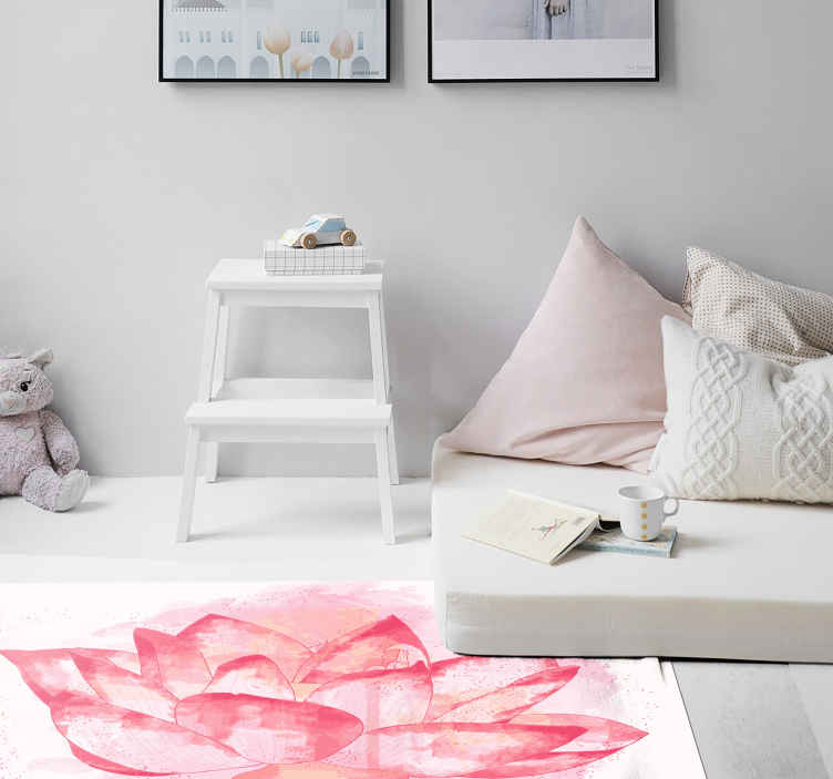 Tapete circular de flores em aquarela de lótus - TenStickers