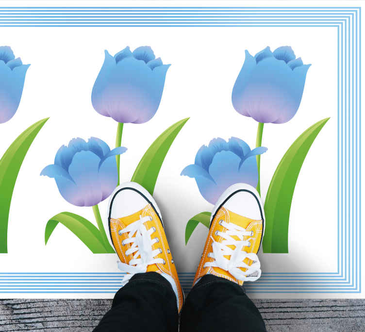 Blue Tulip Display floral rug
