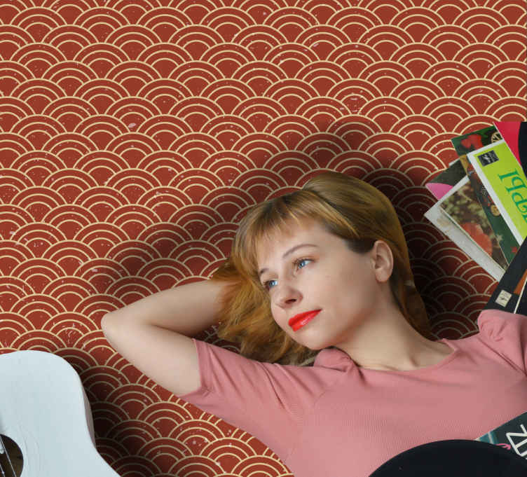 Curved wave pattern geometric rug