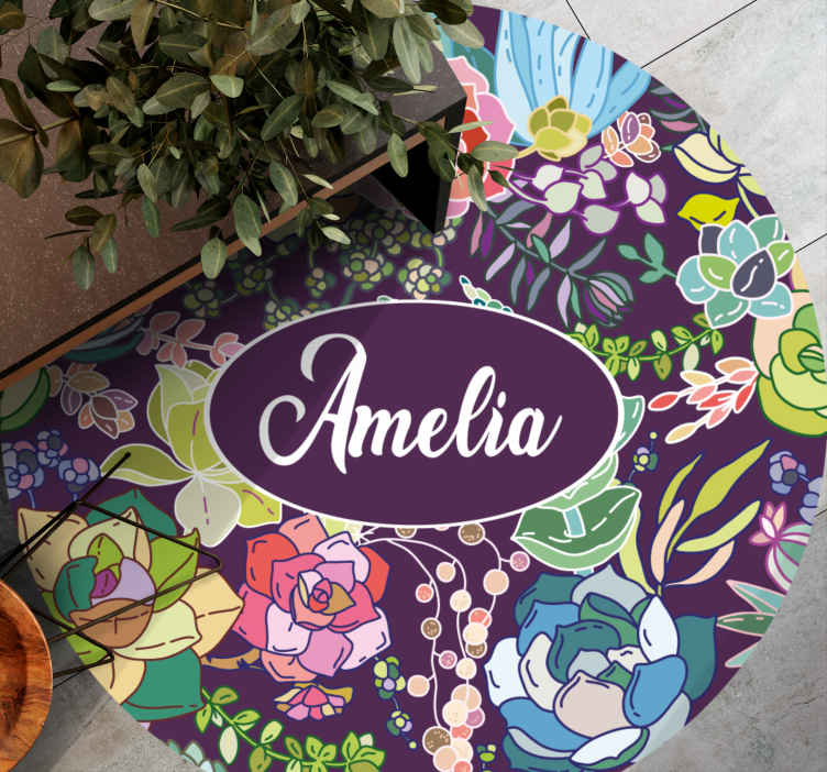 Alfombra vinílica dormitorio patrón floral personalizado