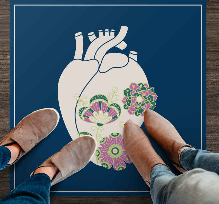 Anatomisk hjerte med blomster tæppe - TenStickers