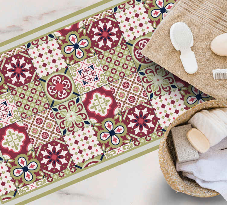 Monivärinen mosaiikki eri tyyleillä laatta kuvioinen vinyylimatto ...