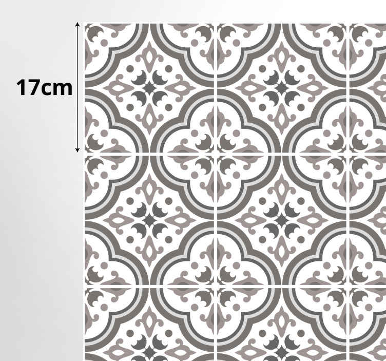 Grey flower and tile vinyl rug - TenStickers
