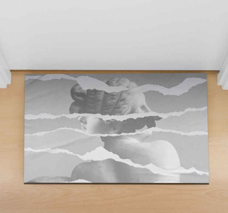 Torn paper effect textured vinyl rug