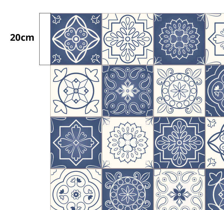 Blue Tile Print contemporary rugs - TenStickers