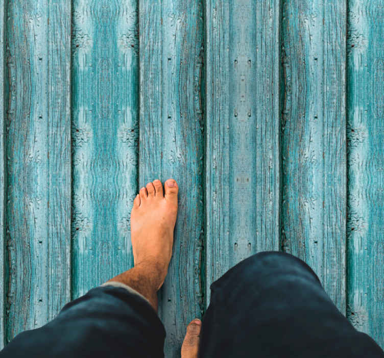 Blue wood texture effect vinyl flooring - TenStickers