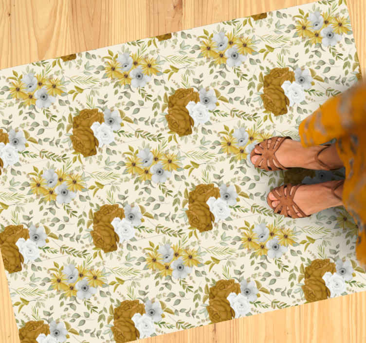 Botanical Leafy Design floral rug