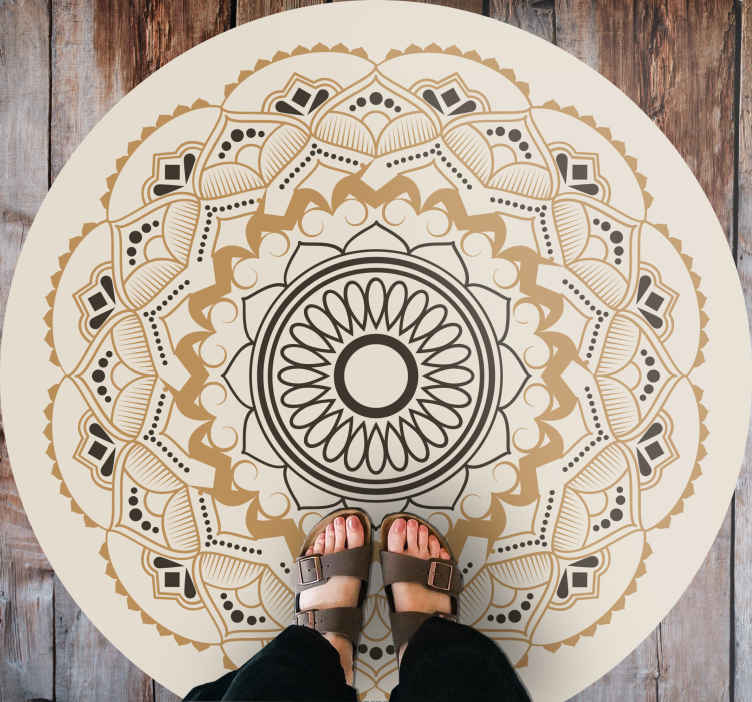 beige Mandala Circular Design mandala rug