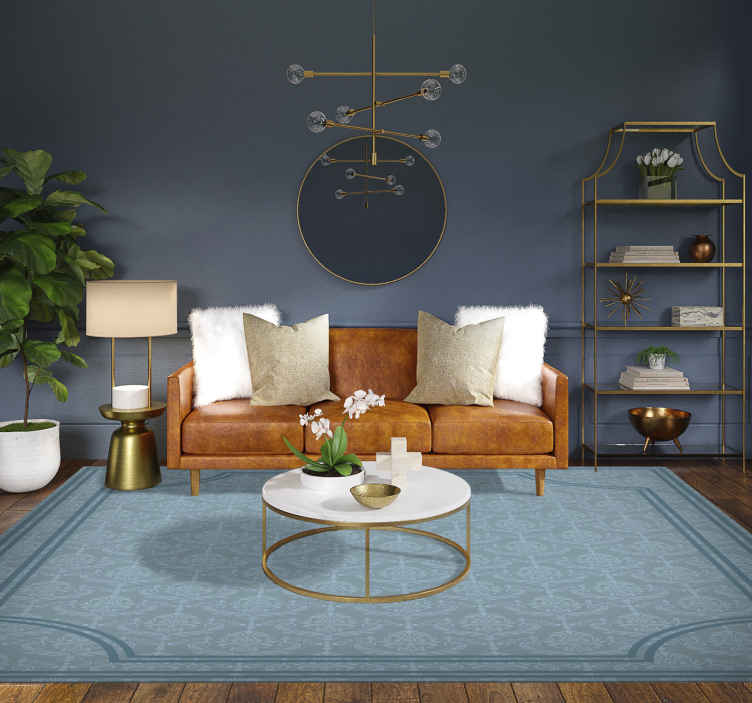Soft blue baroque dining room rug