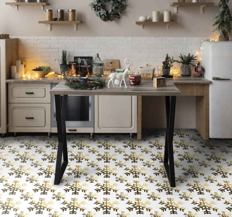 Golden snowflakes motif festive floor carpet - TenStickers