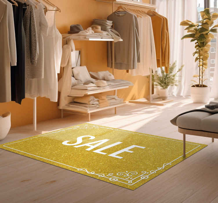 Sale golden glitter motif rectangular vinyl floor carpet - TenStickers