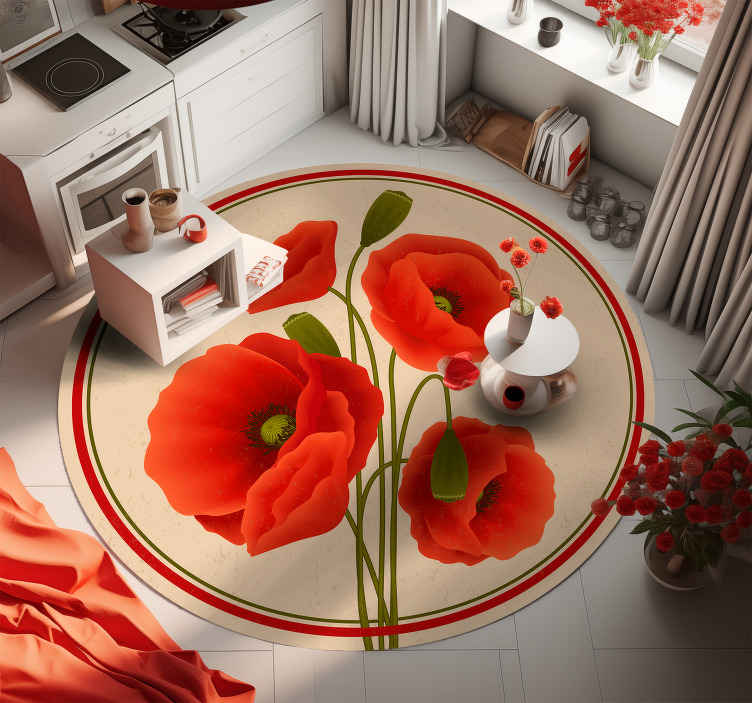 red poppies floral rug