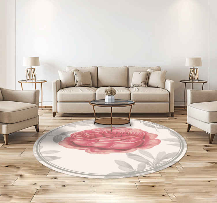 Pink rose living room rug