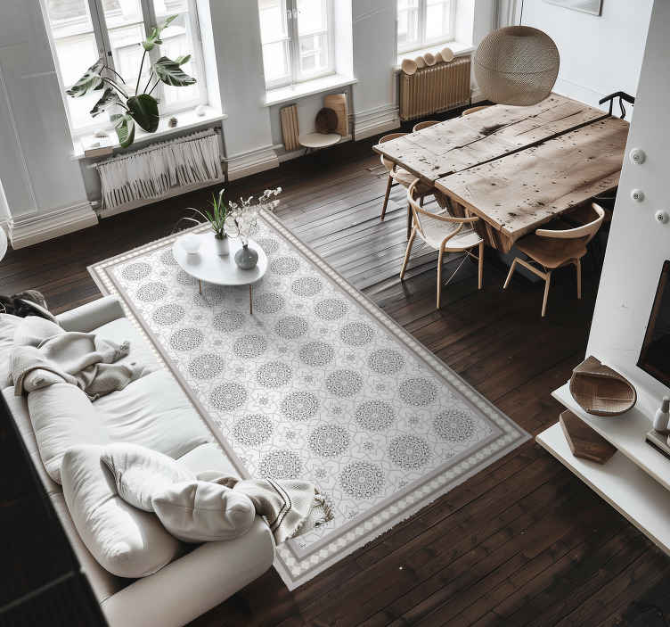 Moroccan light grey design dining room rug