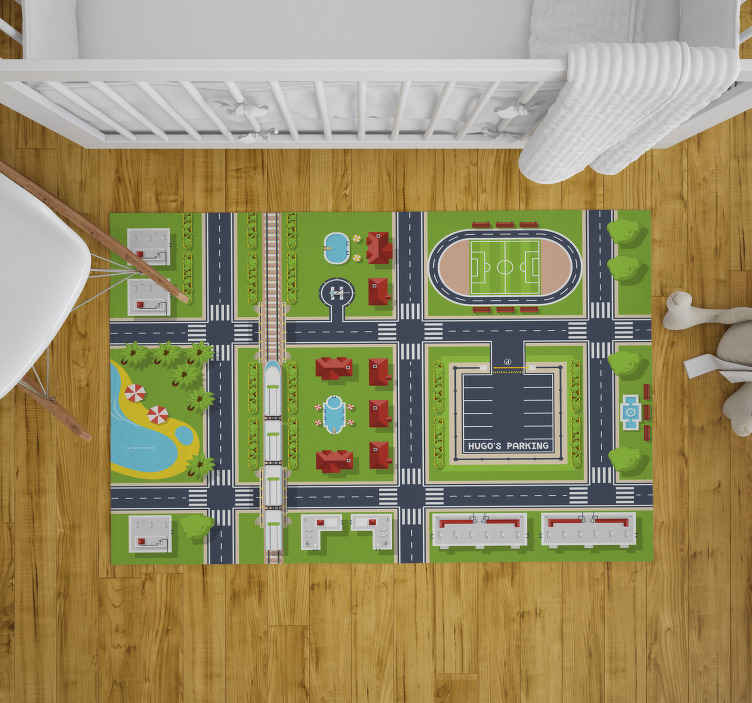 Tapis vinyle route paysage urbain ludique