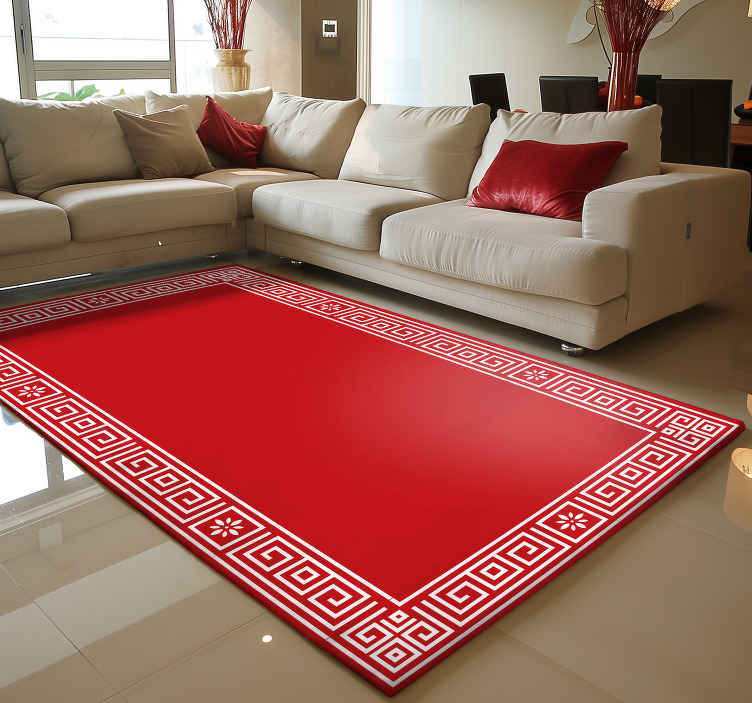 Classic Greek design red vinyl rug