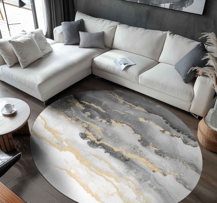 Grey with golden details marble rug