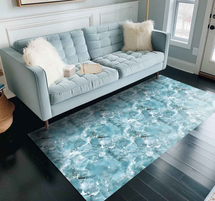 Turquoise blue marble rug