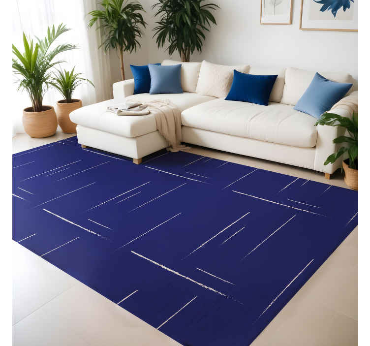 Modern line pattern blue rug