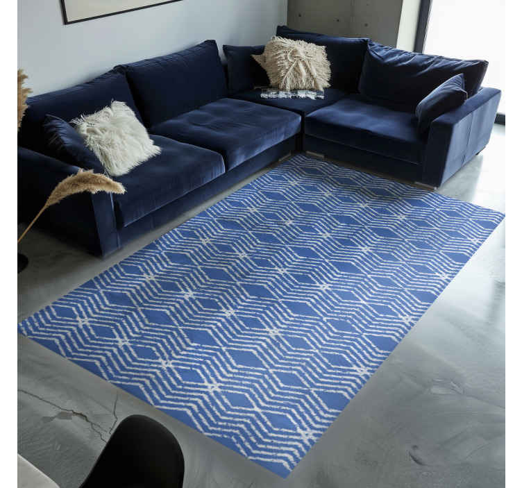 Zig Zag pattern blue vinyl rug