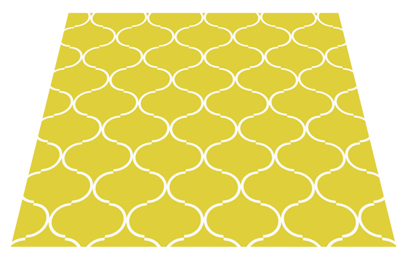 Geometric line pattern yellow vinyl rug