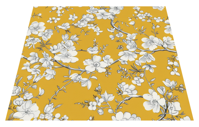 Floral vintage pattern yellow rug