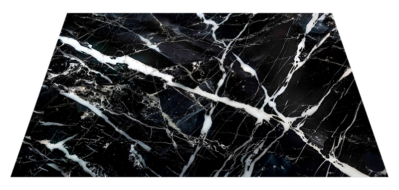 White shades marble black rug